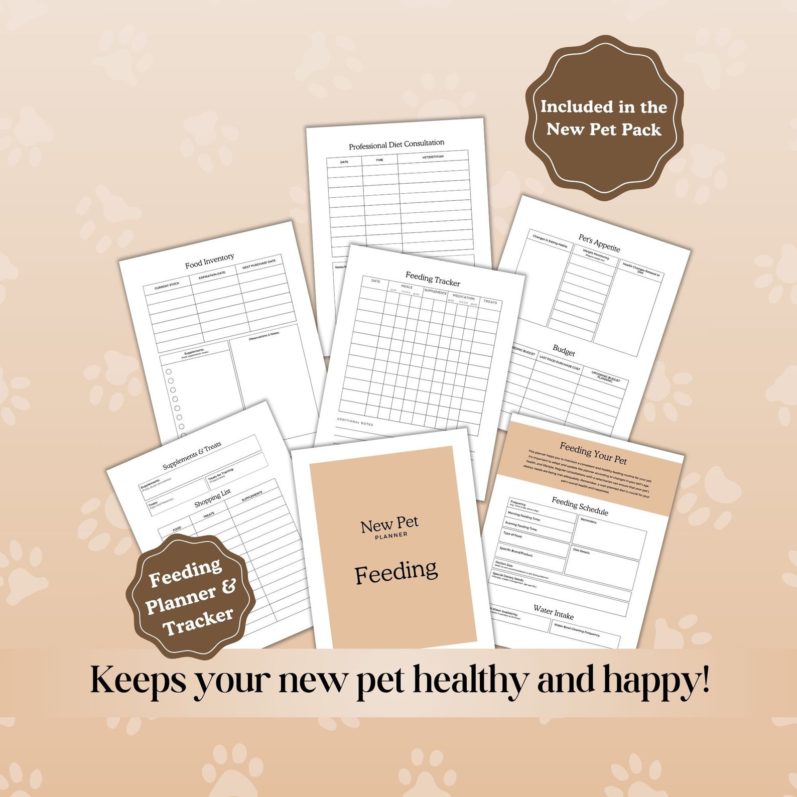 Pet Care Planner With Printable Checklists, Pet Health Record, Pet ...
