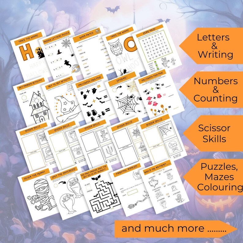 99 Printable Activity Sheets, Halloween Wordsearch Spot the Difference ...