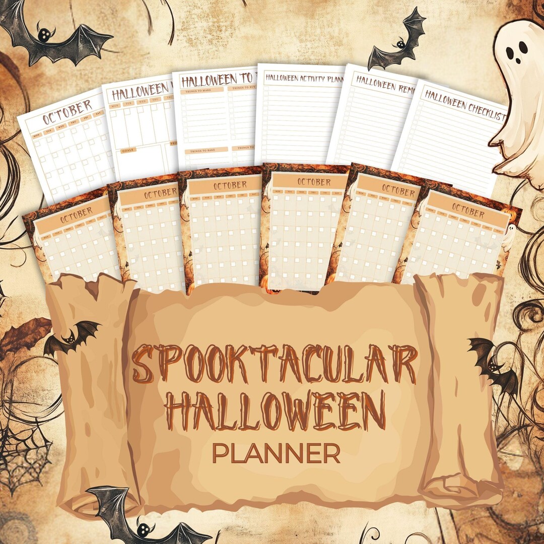 Vintage Printable Halloween Planner, Holiday Planner Insert, October ...