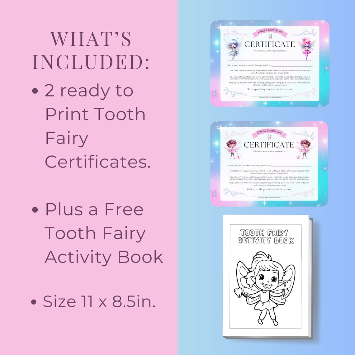Tooth Fairy Certificate, Printable Keepsake for Your Child's First Lost ...