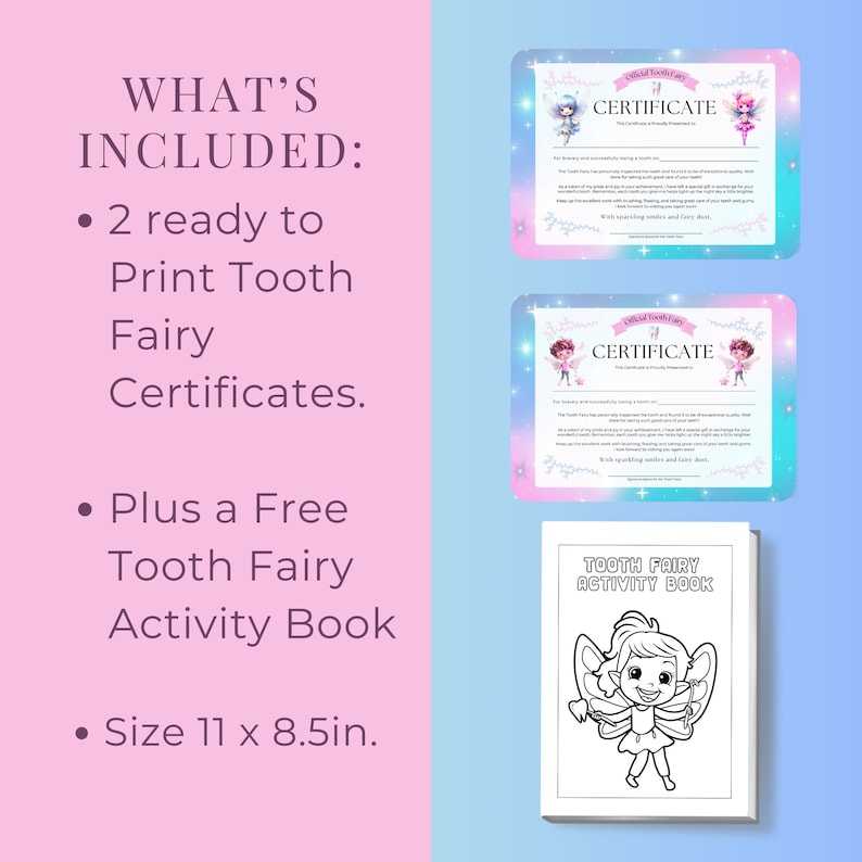 Tooth Fairy Certificate, Printable Keepsake for Your Child's First Lost ...