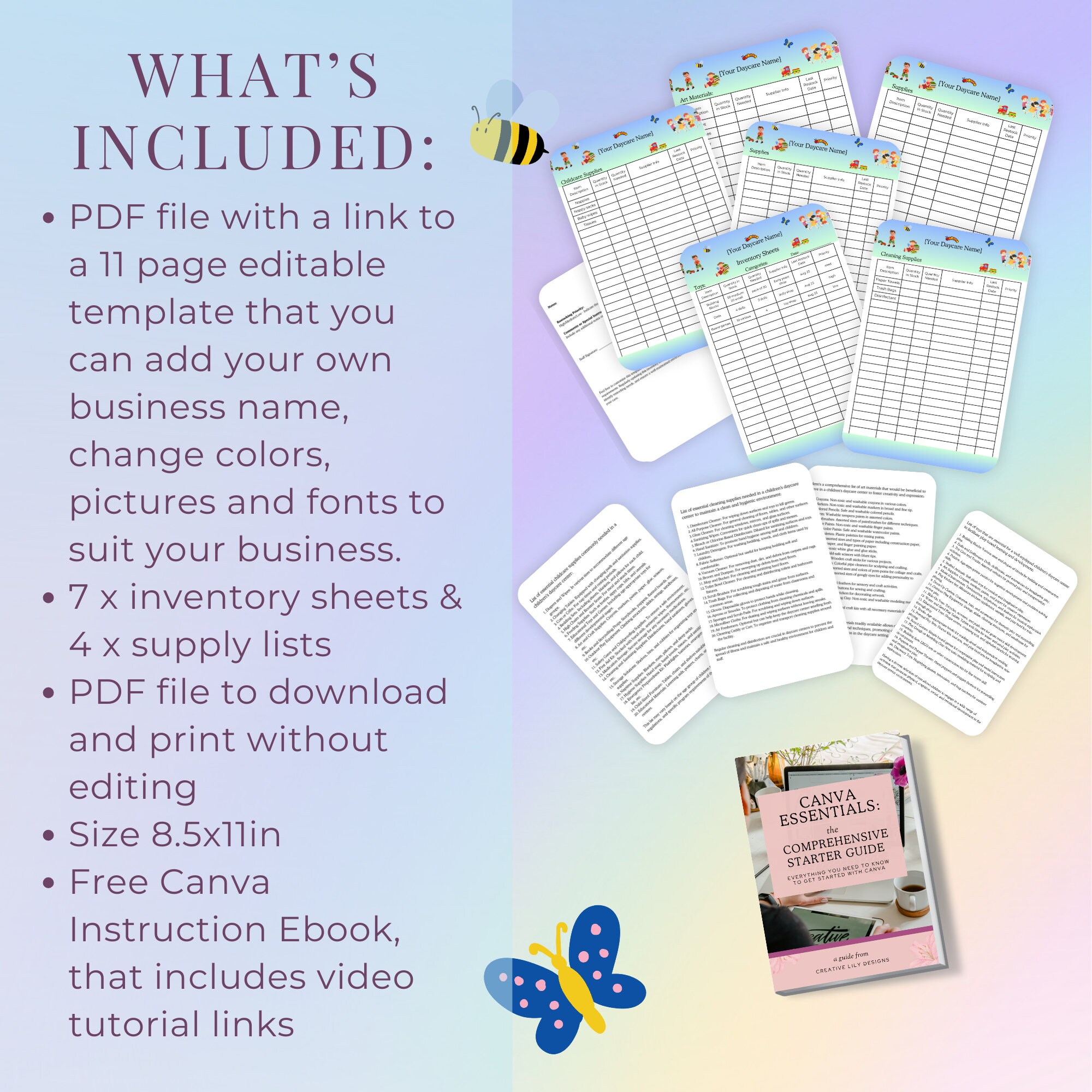 Daycare Essentials, Inventory Tracker Sheets & Supply Lists, Daycare Business, Start a Daycare ...