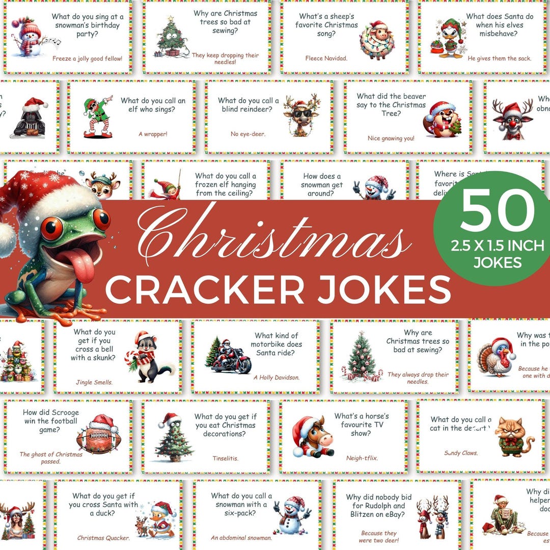 50 Printable Hilarious Christmas Cracker Jokes, Holiday Party Riddles ...