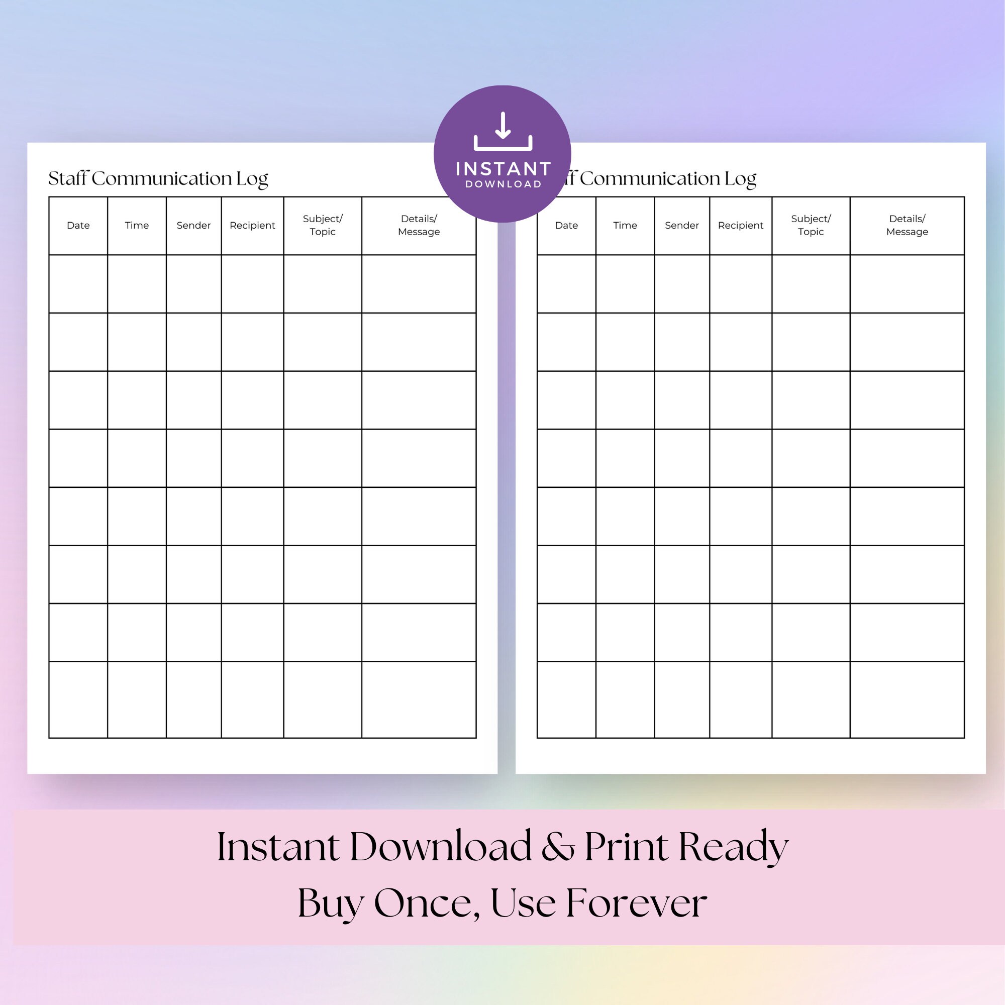 Daycare Staff Communication Log, Staff Message Tracker, Childcare ...
