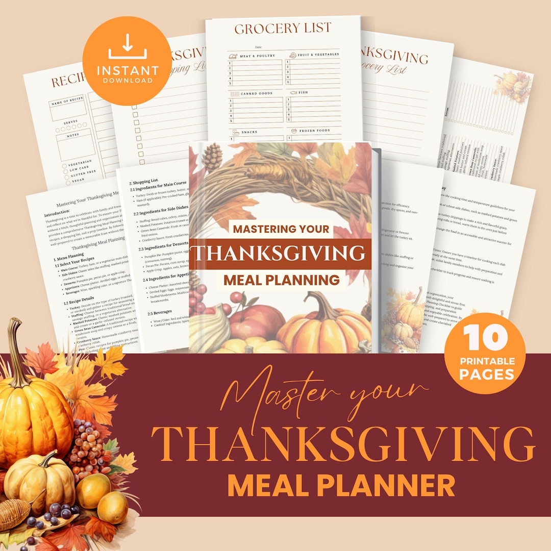 Printable Thanksgiving Meal Planner & Holiday Menu Checklist ...