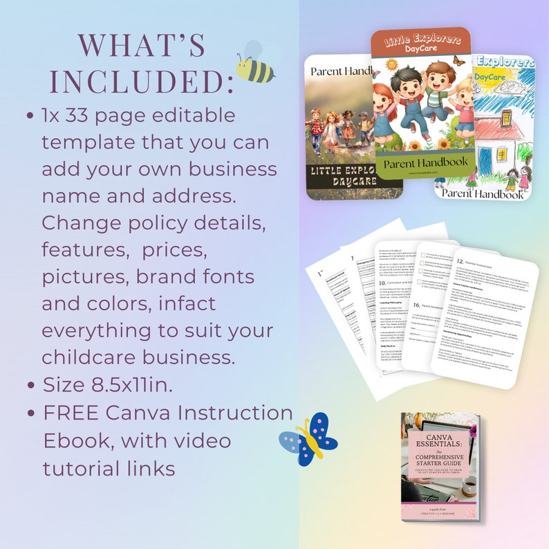 Daycare Parent Handbook, Daycare Contract, in Home Daycare, Childcare ...