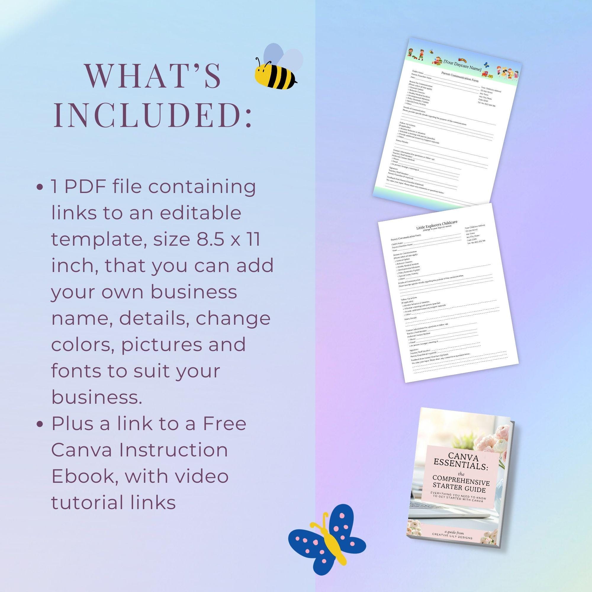 Editable Parent Communication Form for Daycare & Childcare Providers ...