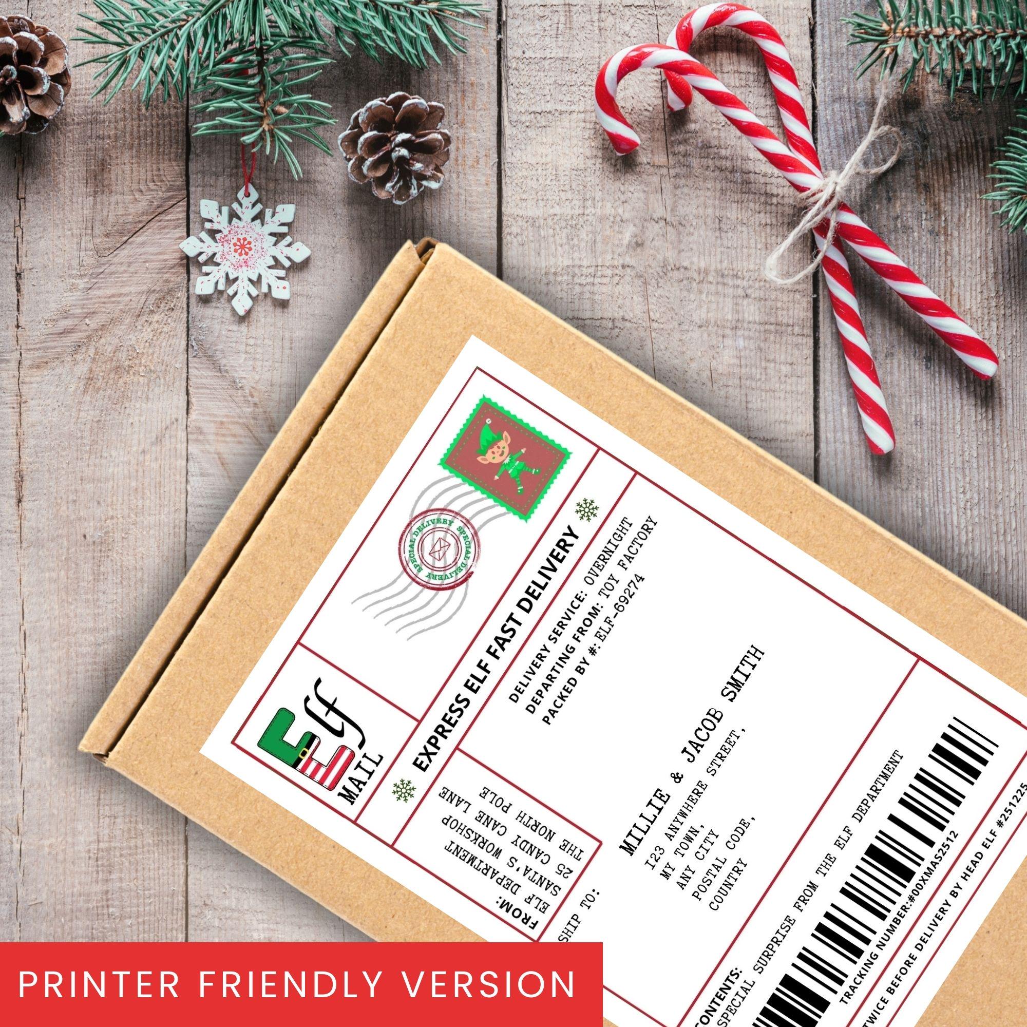 Editable Christmas Elf Shipping Label, Santa Mailing Labels Canva ...