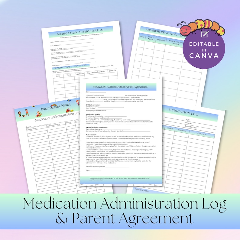 Daycare Medication Administration Tracker Parent Consent Form, Medicine ...