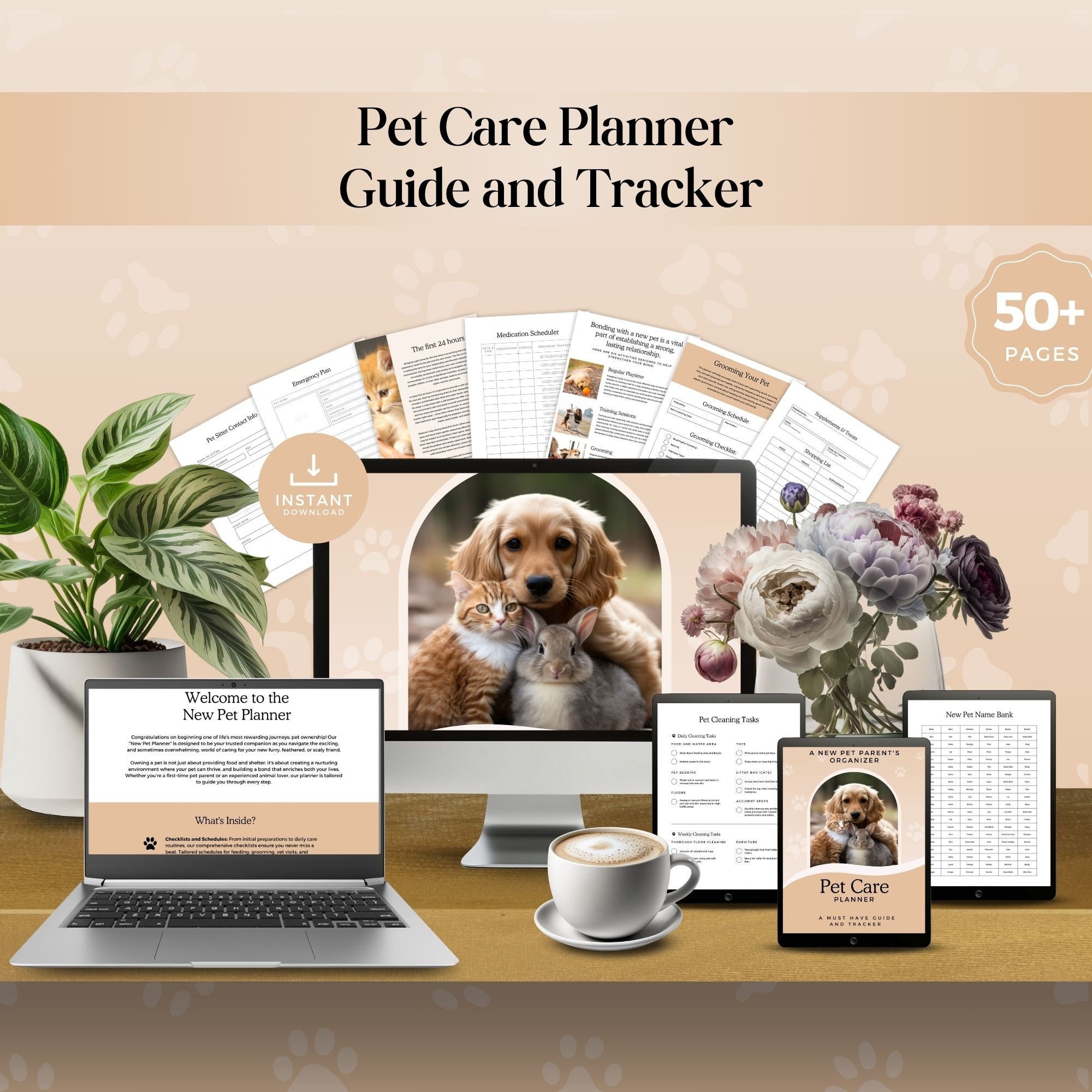Pet Care Planner With Printable Checklists, Pet Health Record, Pet ...