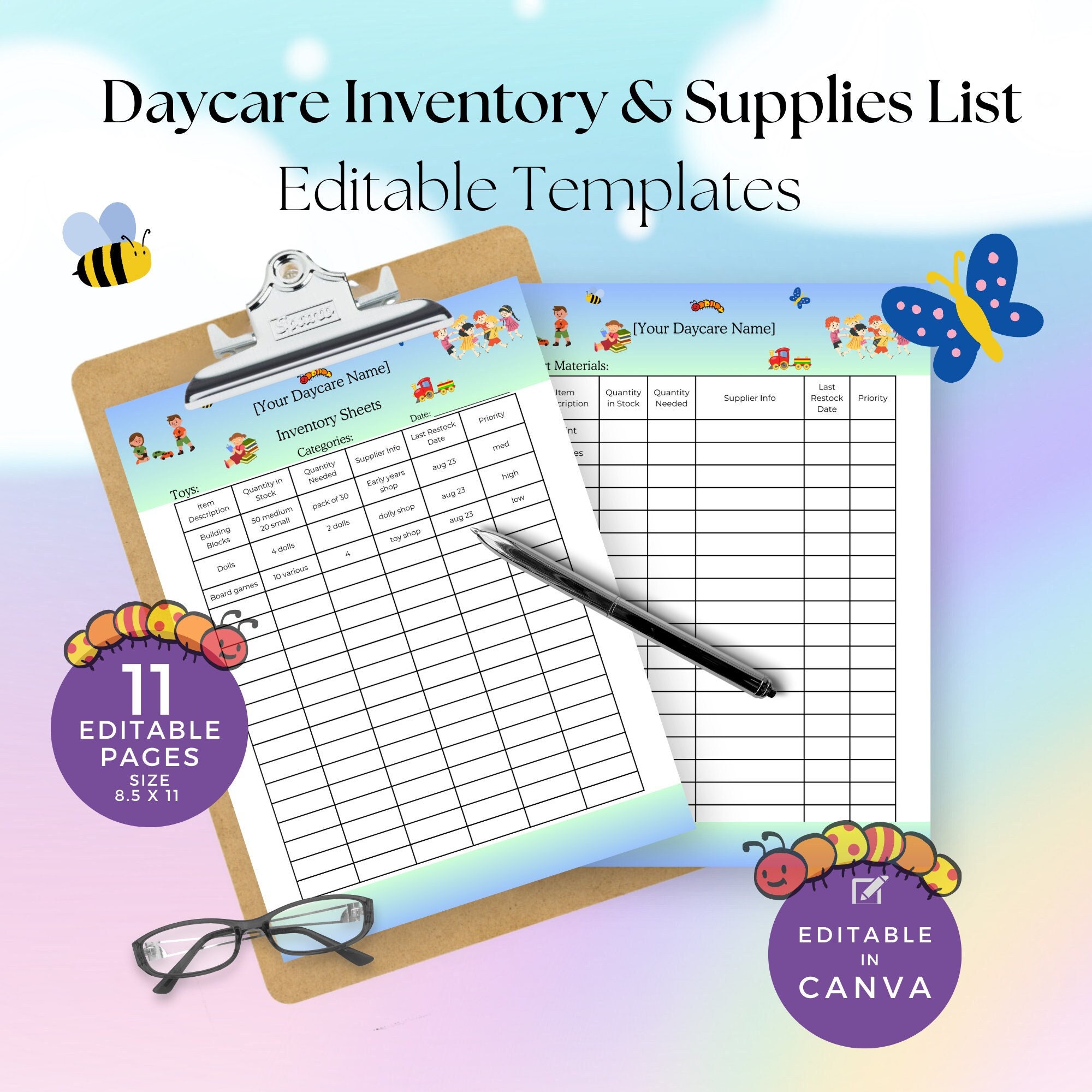 Daycare Essentials, Inventory Tracker Sheets & Supply Lists, Daycare ...