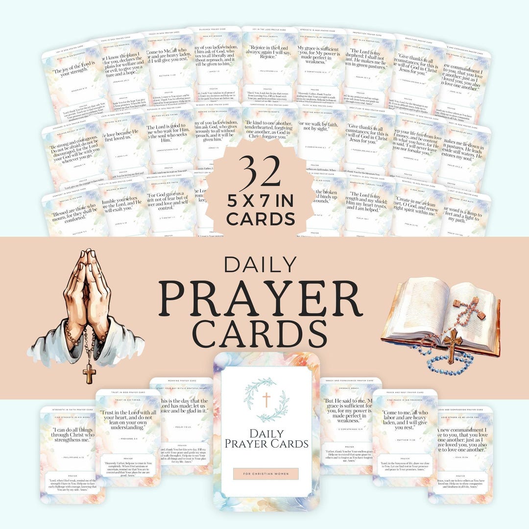 32 Watercolor Prayer Cards for Women & Teens, Digital Bible Readings ...