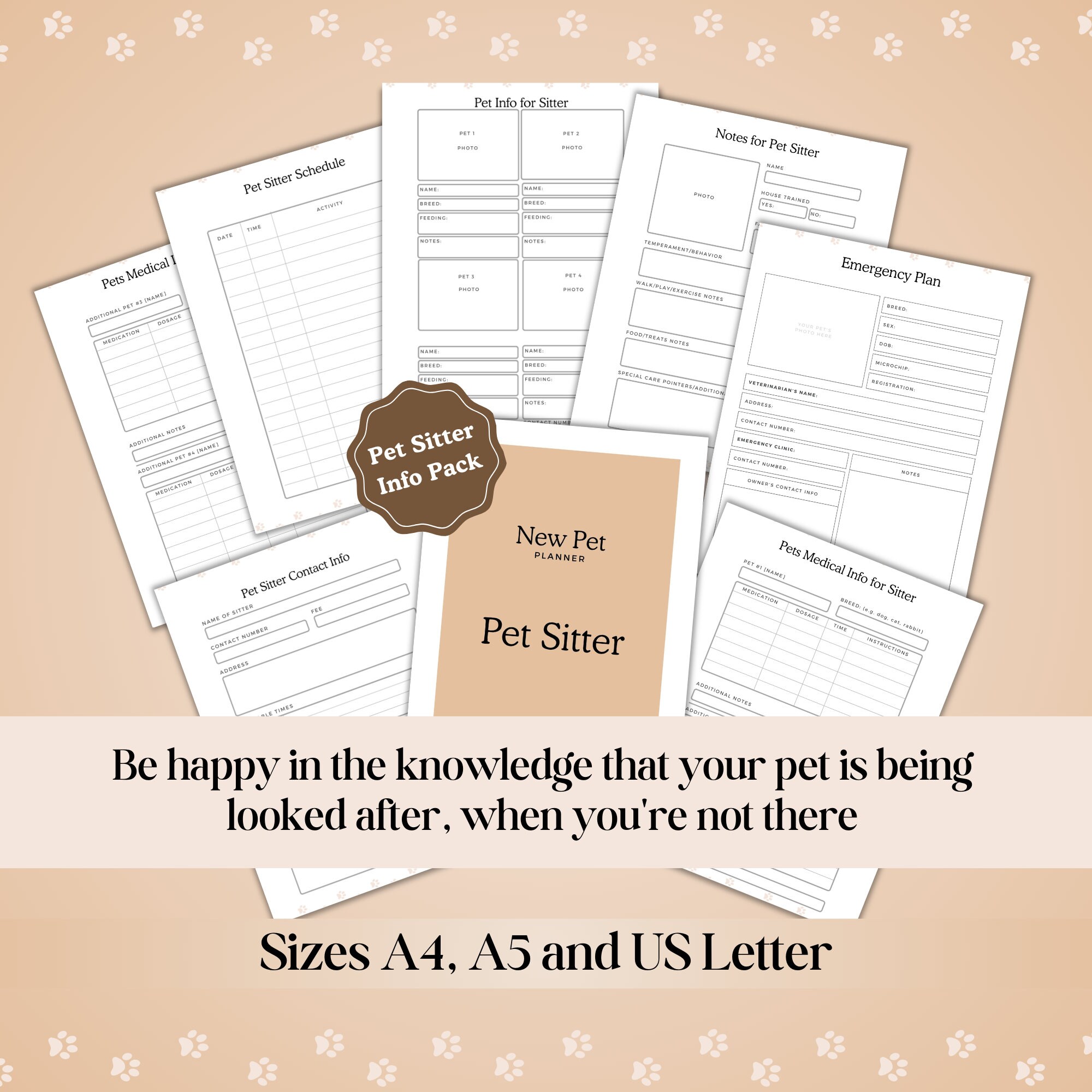 Pet Sitter Notes, Pet Sitter Form, Pet Information, Pet Sitter Schedule ...
