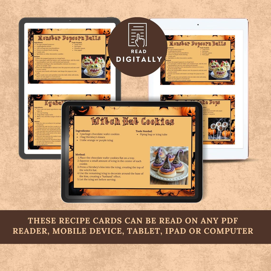 15 Halloween Recipe Cards, 6x4 Inch Spooky Party Recipes, Party Food ...