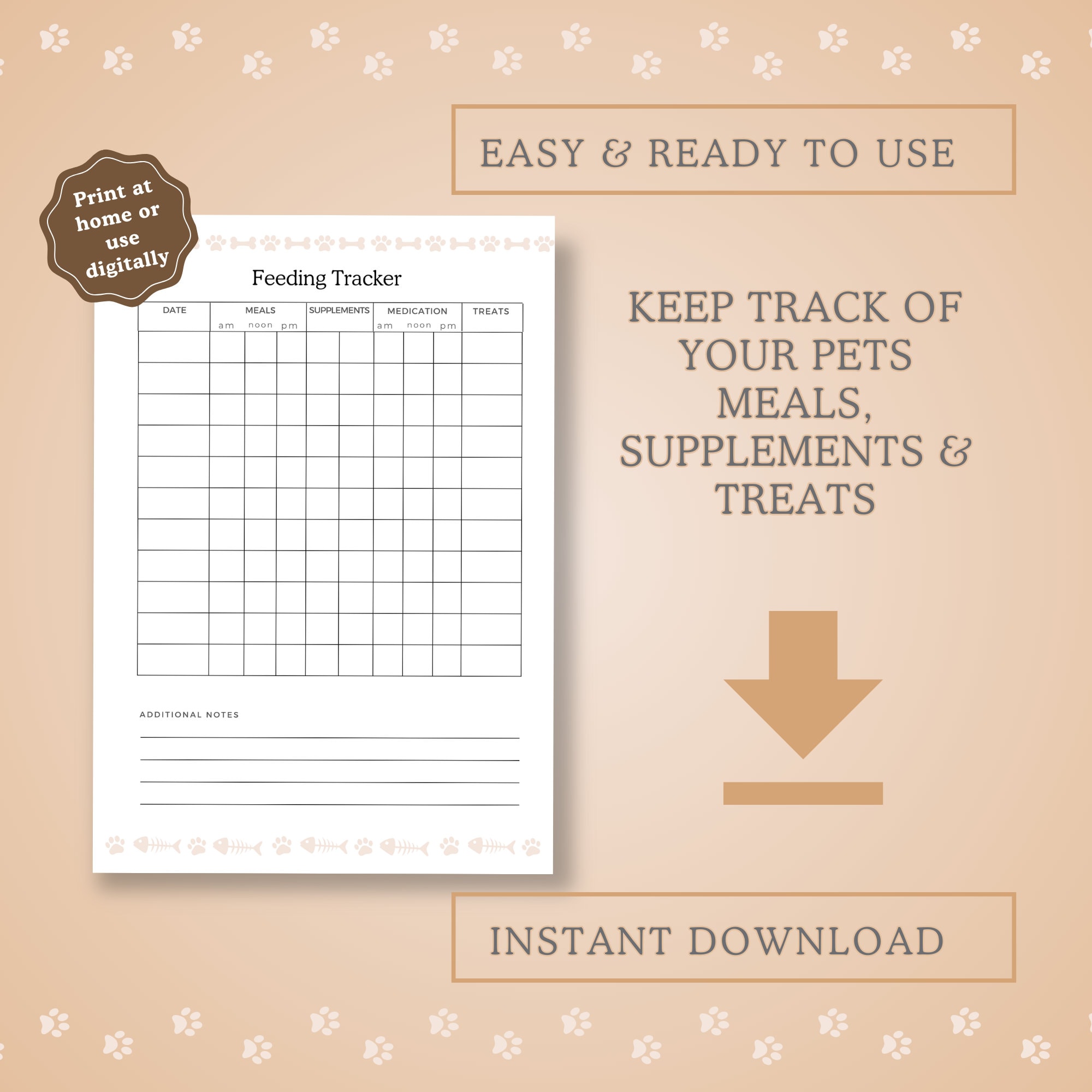 Pet Feeding Tracker, Meal Planner & Schedule, Dog Feeding Chart, Cat ...
