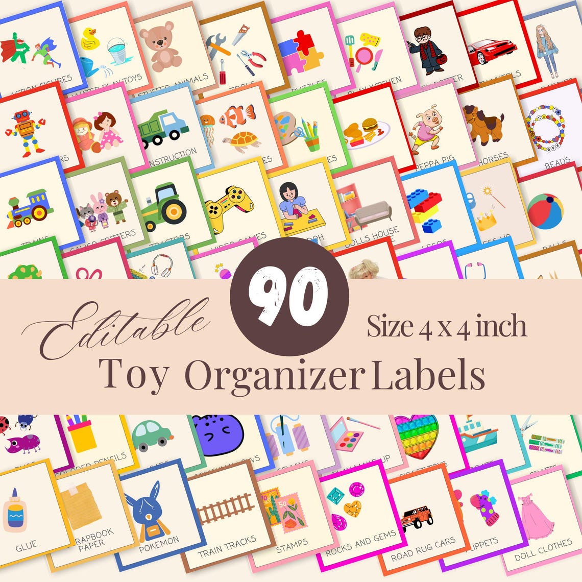 Printable Toy Bin Labels for Preschool Kids Playroom, Daycare Editable ...