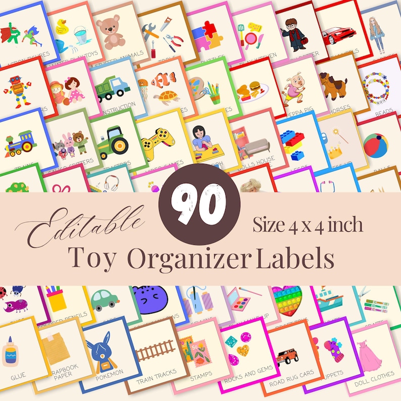 Printable Toy Bin Labels for Preschool Kids Playroom, Daycare Editable ...