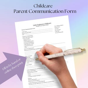 Editable Parent Communication Form for Daycare & Childcare Providers ...