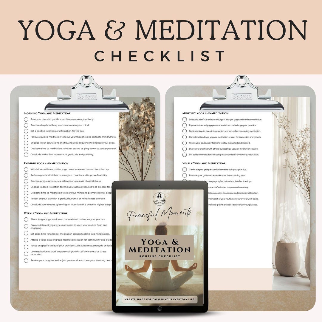 Yoga & Meditation Routine Checklist, Printable Self-care Planner ...