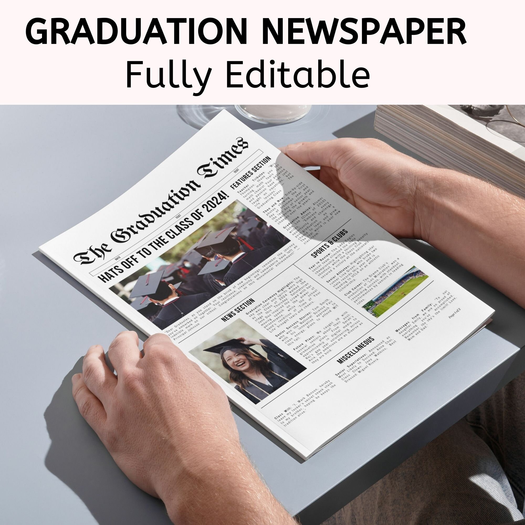 Graduation Newspaper Announcement Template, Graduate Party Invitation ...