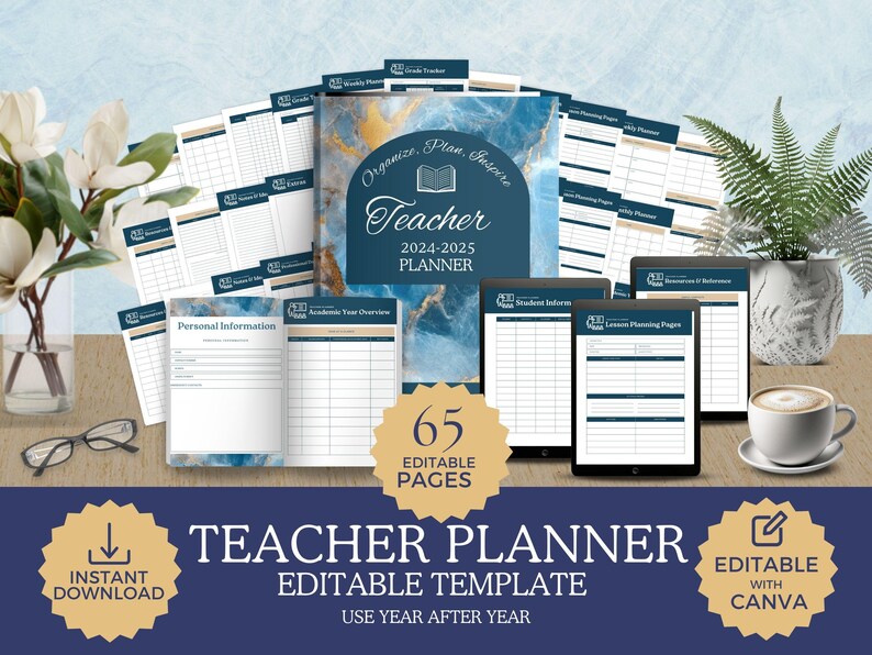 Editable Teacher Planner, Printable or Digital Planner, Classroom ...