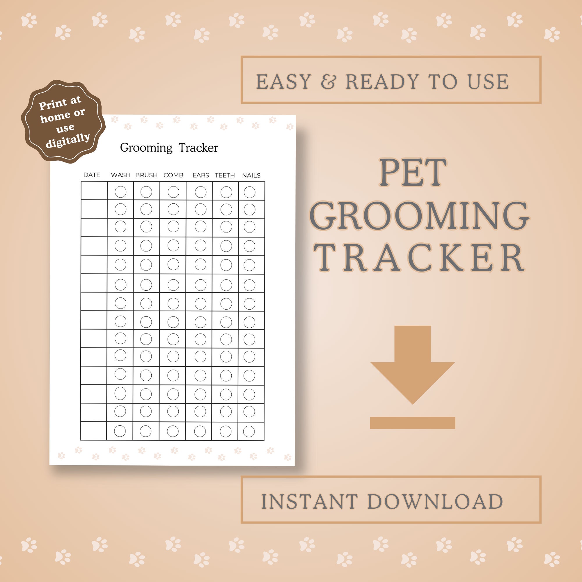 Pet Grooming Tracker, Grooming Schedule & Checklists, Professional ...