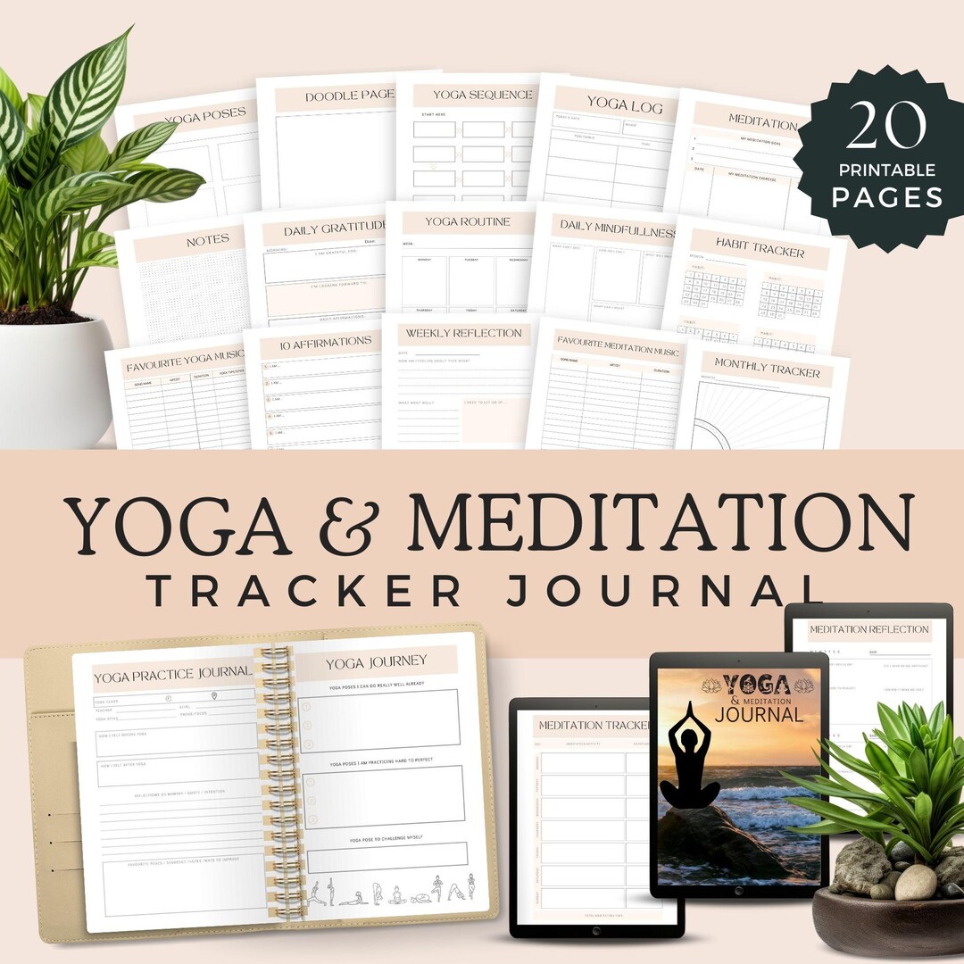 Yoga & Meditation Tracker Journal | Printable Wellness Journal for ...