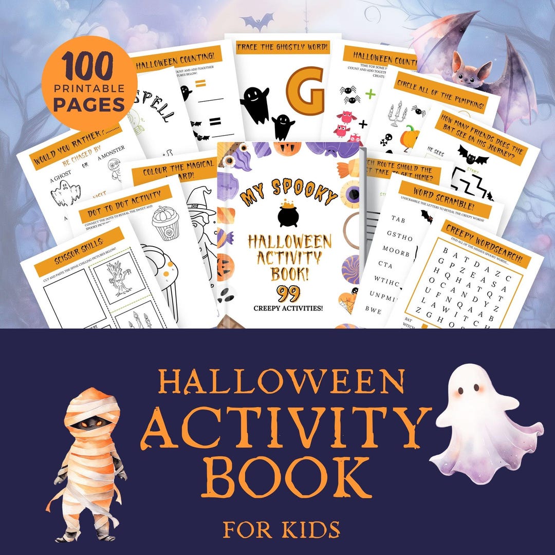 99 Printable Activity Sheets, Halloween Wordsearch Spot the Difference ...