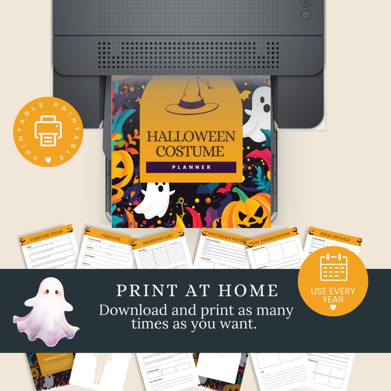 Printable Halloween Costume Planner, Family Costumes Designer, Kids ...