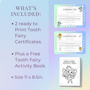 Tooth Fairy Certificate Printable Keepsake Letters, Child's First Lost ...