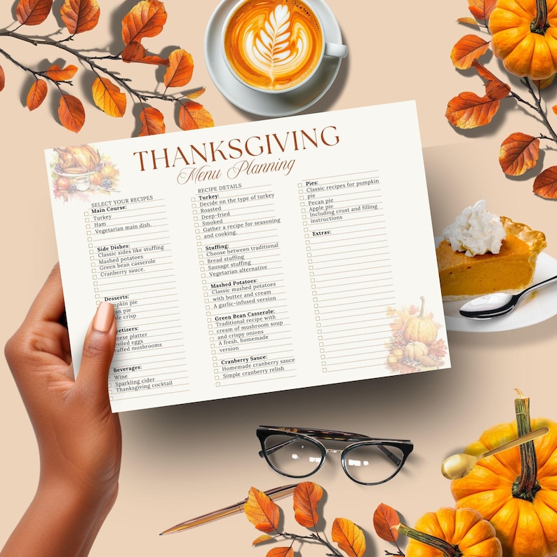 Printable Thanksgiving Meal Planner & Holiday Menu Checklist ...