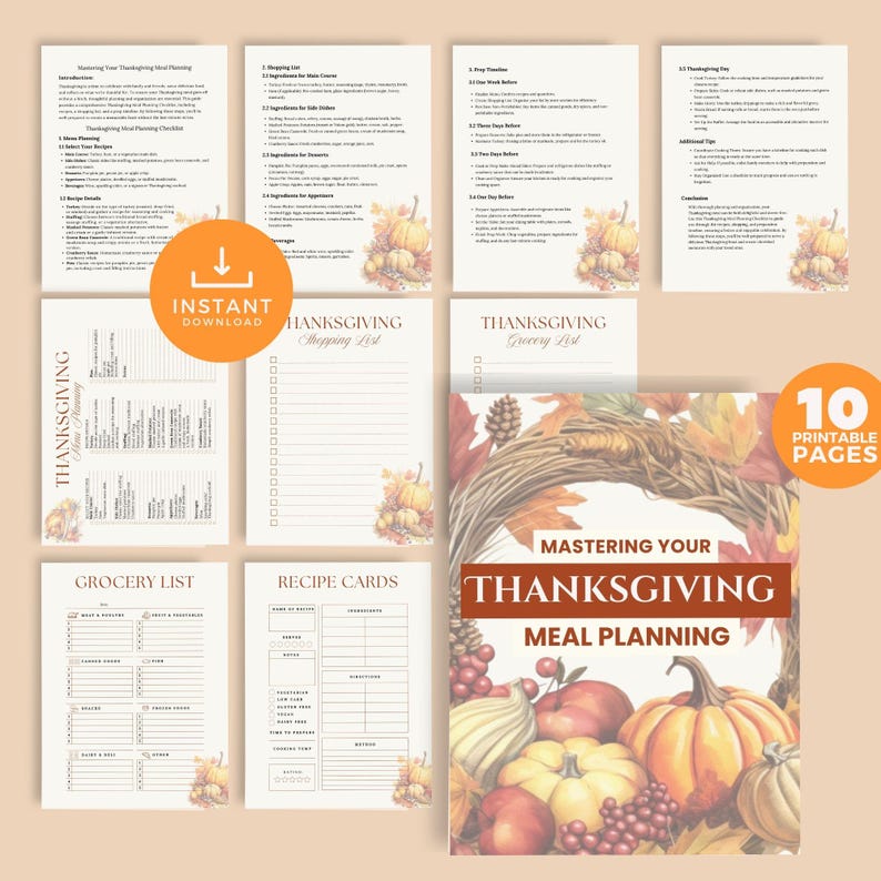 Printable Thanksgiving Meal Planner & Holiday Menu Checklist ...