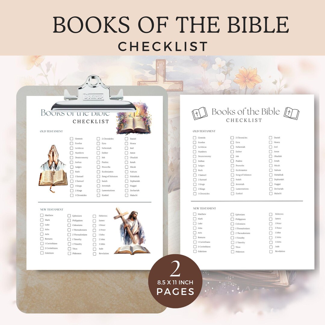 Books of the Bible Checklist, Old & New Testament Reading Log ...