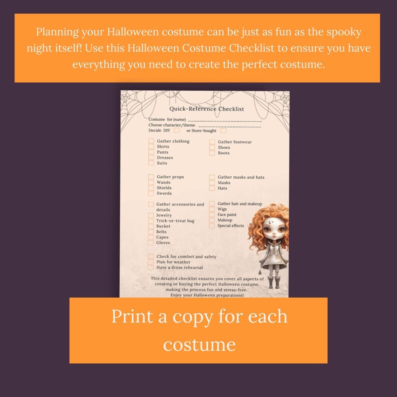 Complete Halloween Costume Guide and Checklist Printable, DIY Halloween ...