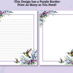 Hummingbird Printable Stationery Letter Writing Paper Stationary Print ...