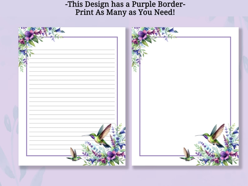 Hummingbird Printable Stationery Letter Writing Paper Stationary Print ...