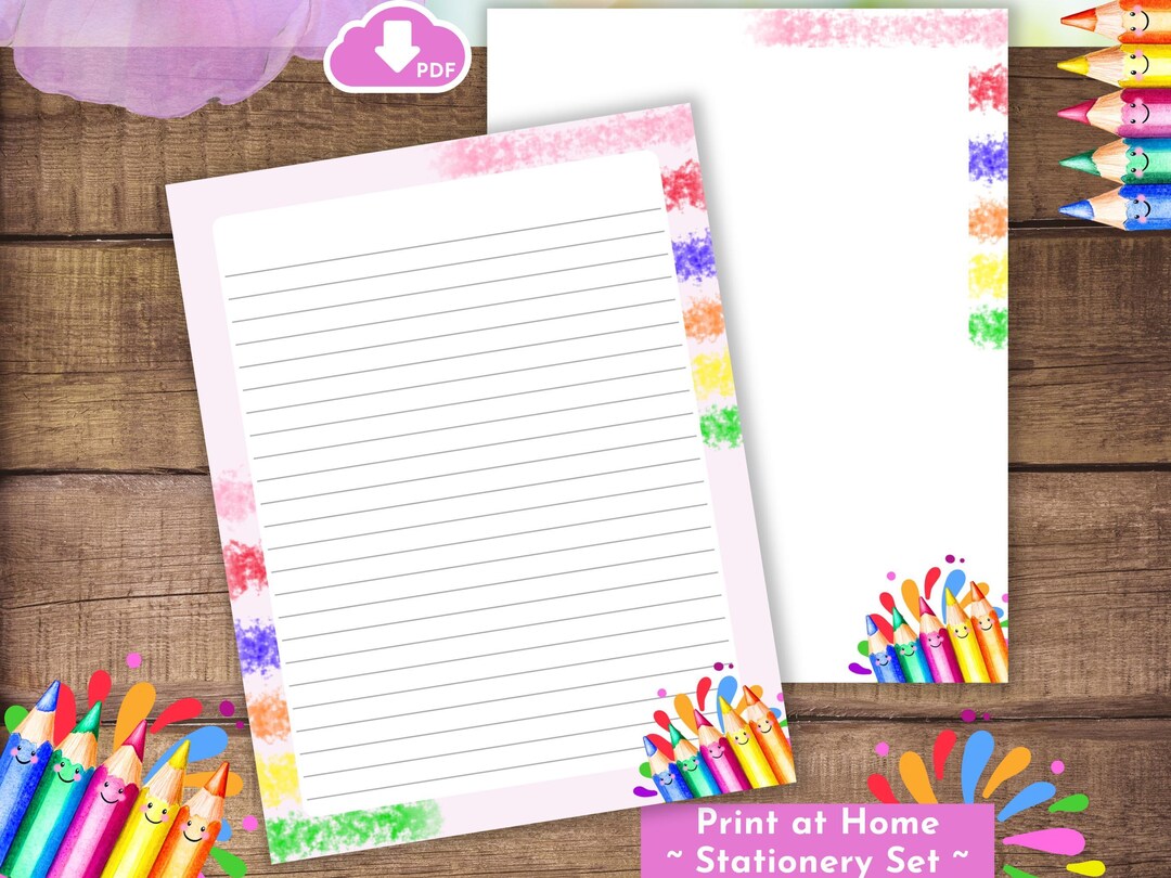 Back to School Writing Paper Teacher Kids Printable Stationery Set ...