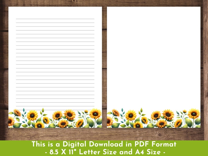 Sunflower Printable Stationary, Sunflowers Letter Writing Paper ...