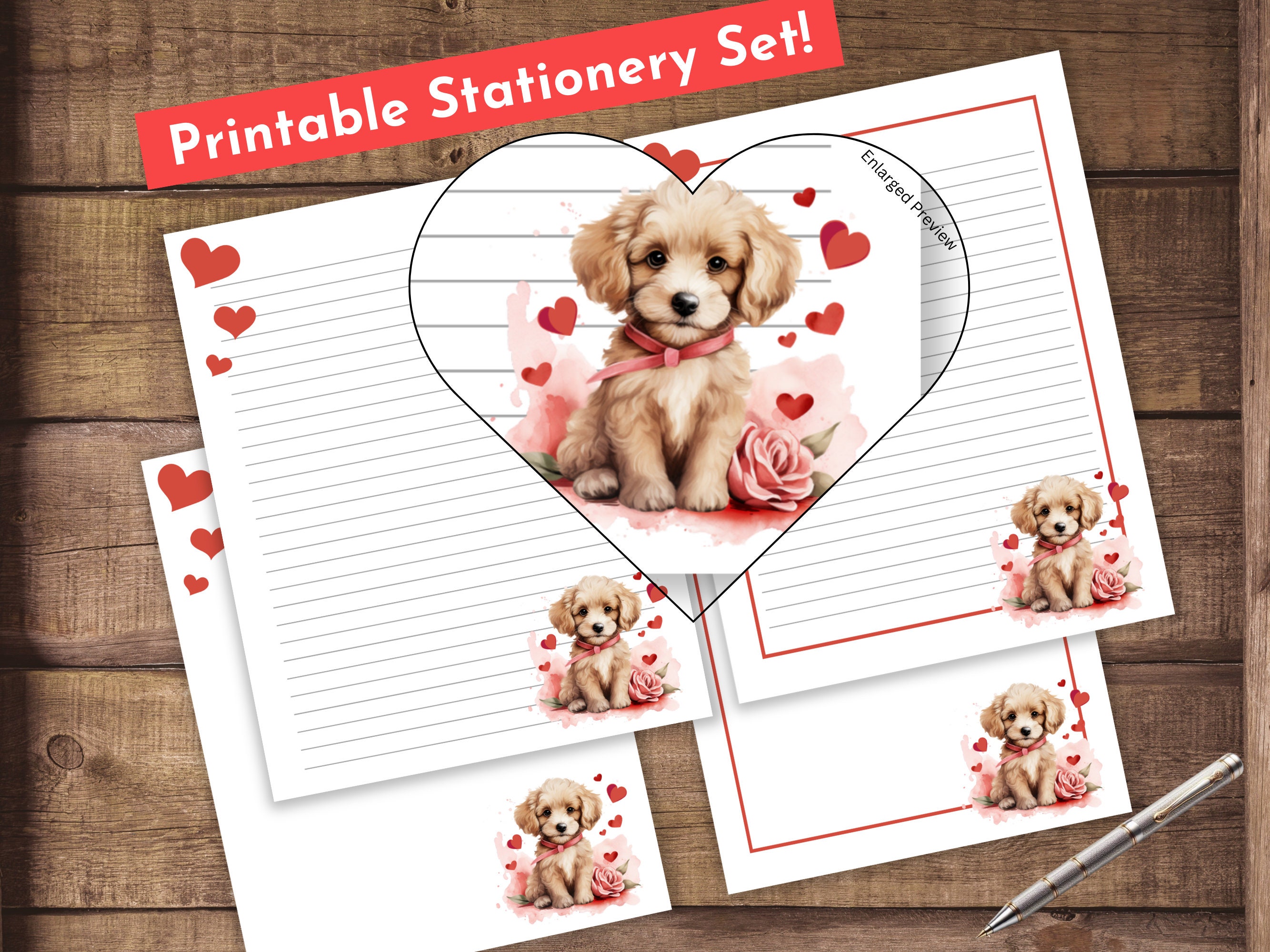 Puppy Dog Printable Stationary Stationery Set Letter Writing Paper Kids ...