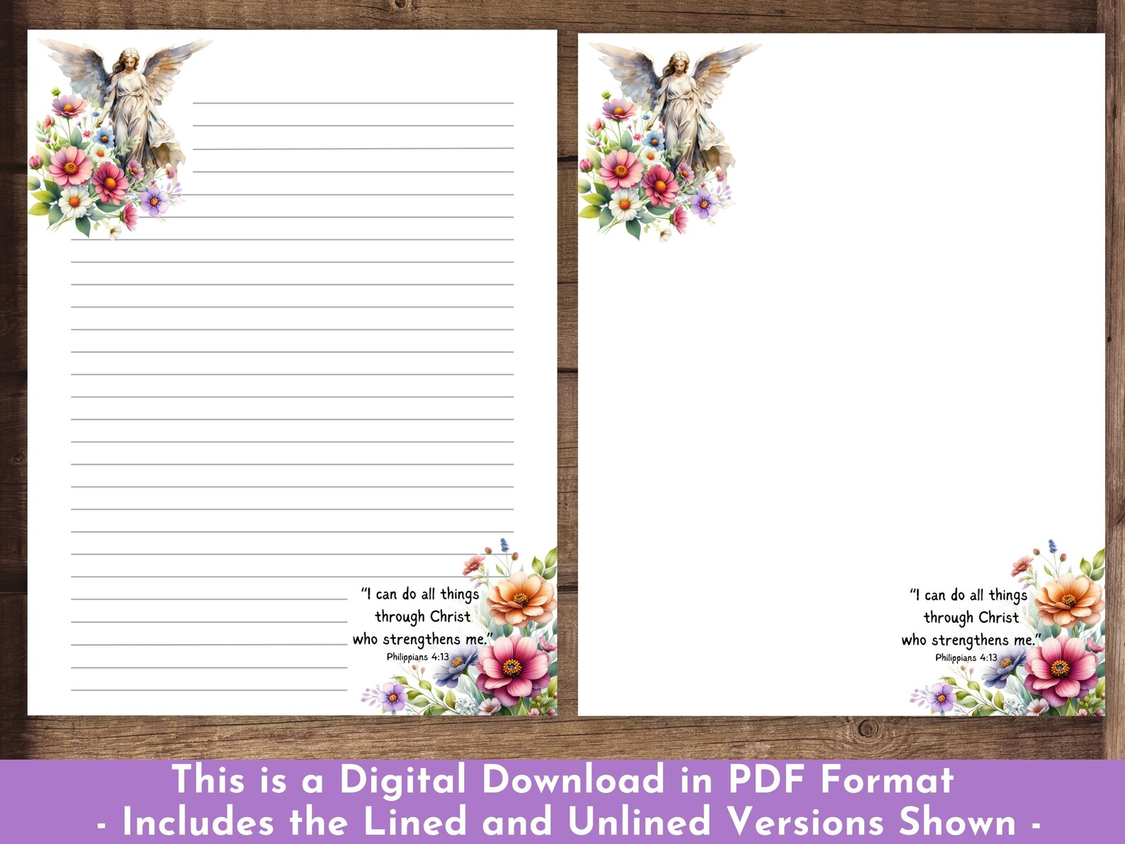 Angel Bible Quotes Verse Printable Stationery Philippians 4:13 ...