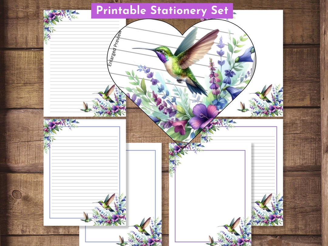 Hummingbird Printable Stationery Letter Writing Paper Stationary Print ...
