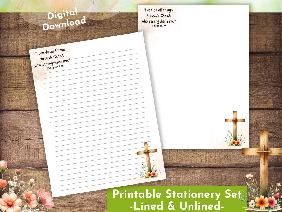 Bible Quotes Stationary Set Printable Prayer Catholic Cross ...
