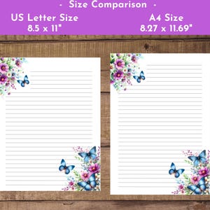 Blue Butterflies Printable Stationery Butterfly Floral Spring ...