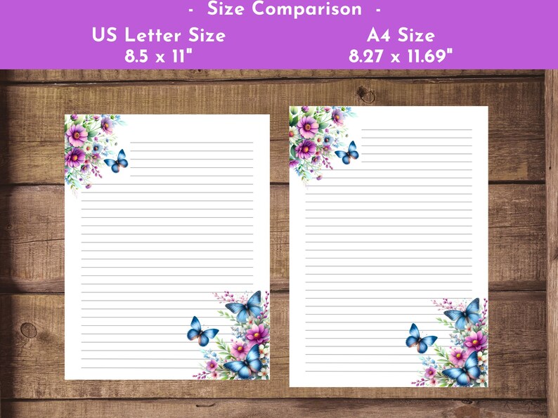 Blue Butterflies Printable Stationery Butterflies Floral Spring ...