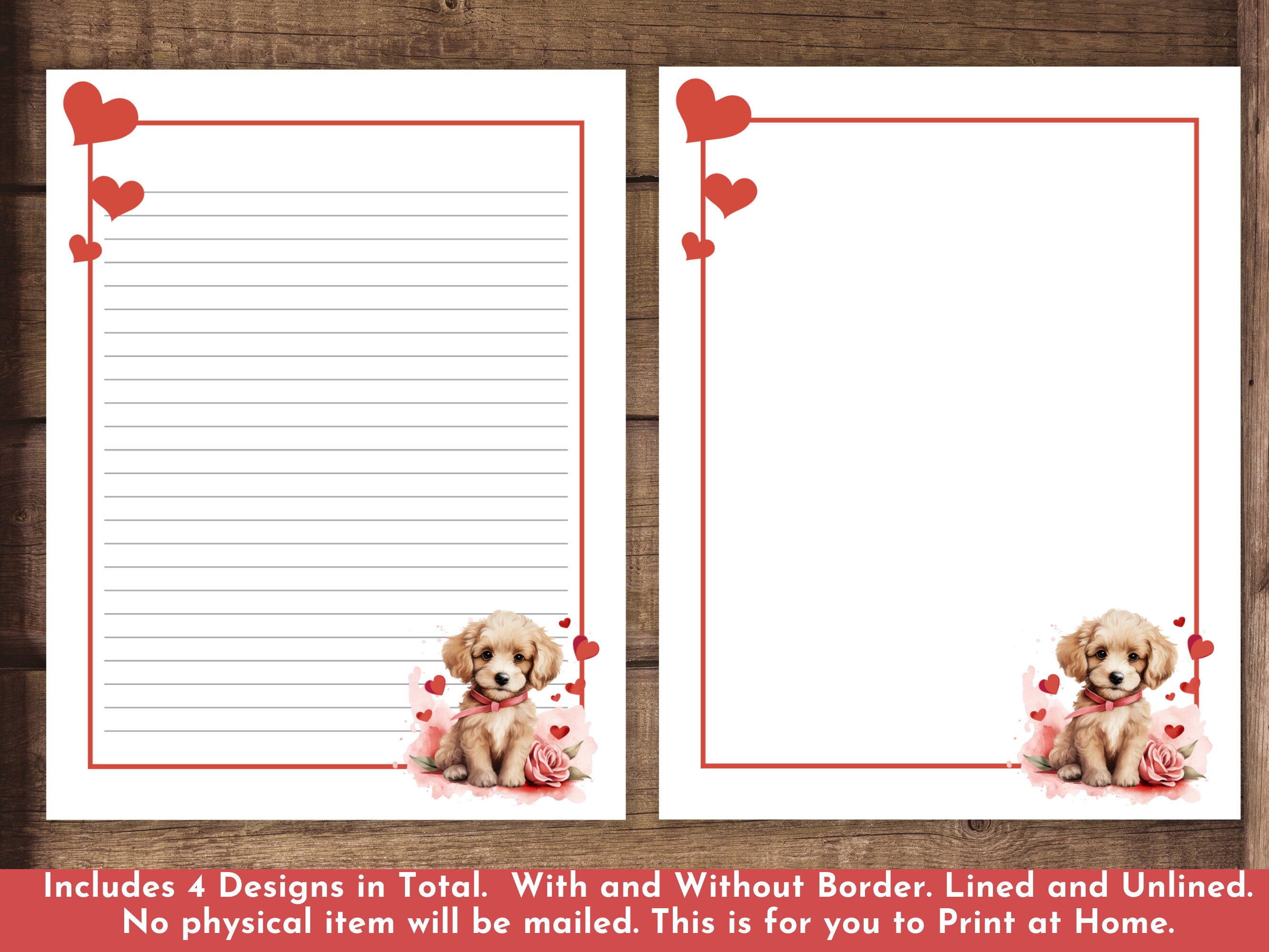 Puppy Dog Printable Stationary Stationery Set Letter Writing Paper Kids ...