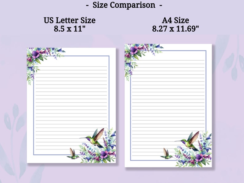 Hummingbird Printable Stationery Letter Writing Paper Stationary Print ...