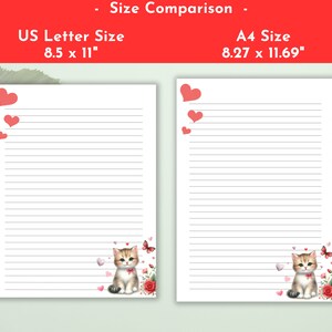 Valentine's Day Cat Kitten Printable Stationary Stationery Set Letter ...