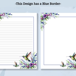 Hummingbird Printable Stationery Letter Writing Paper Stationary Print ...