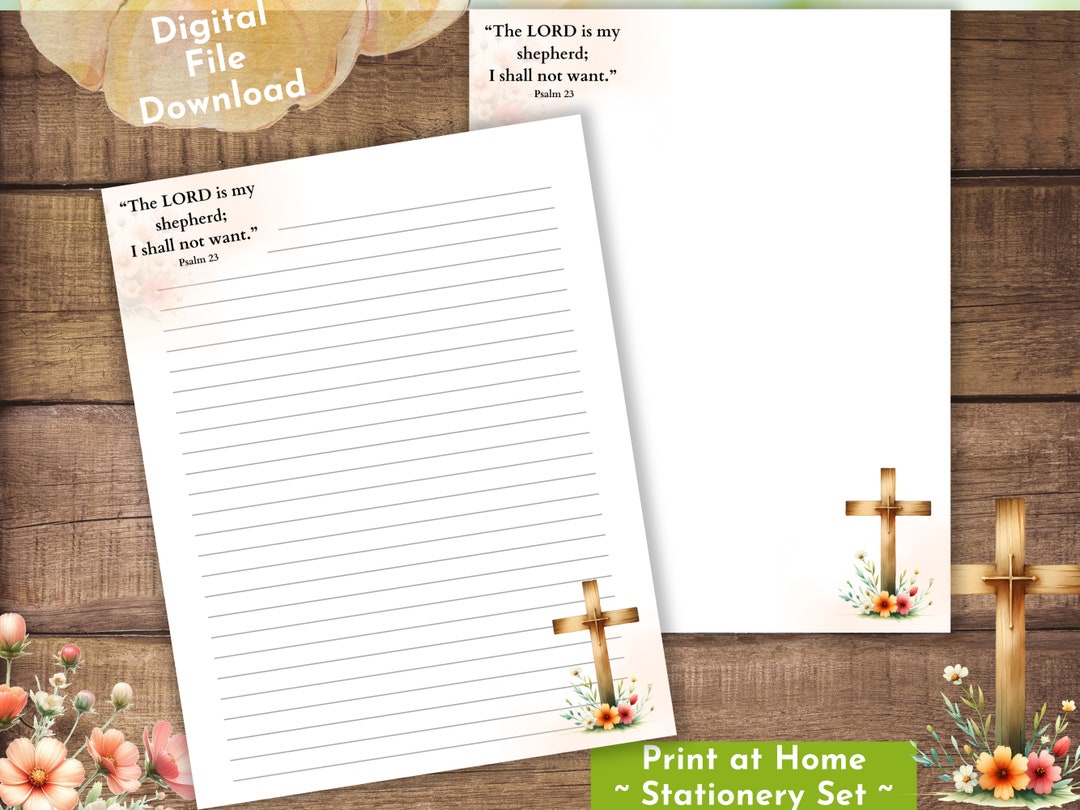 Bible Verse Printable Stationery Set Prayer Quotes Cross Inspirational ...