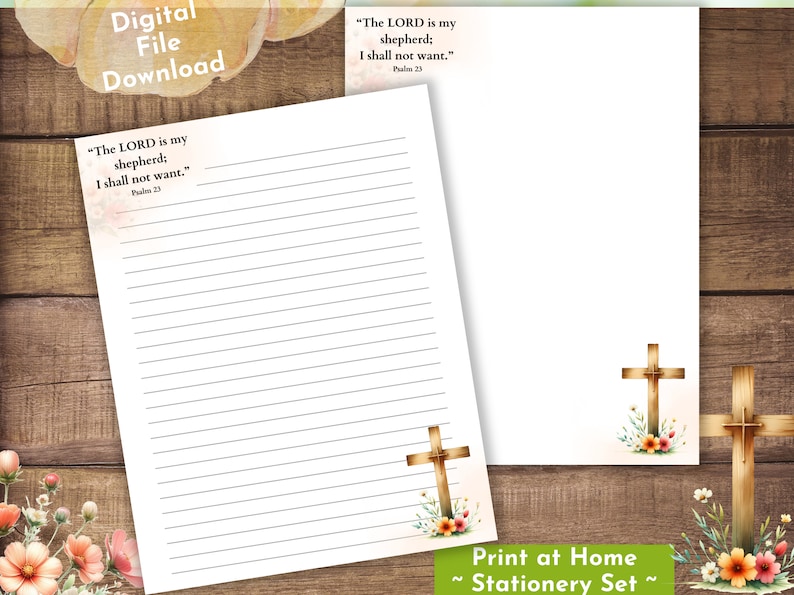 Bible Verse Printable Stationery Set Prayer Quotes Cross Inspirational ...